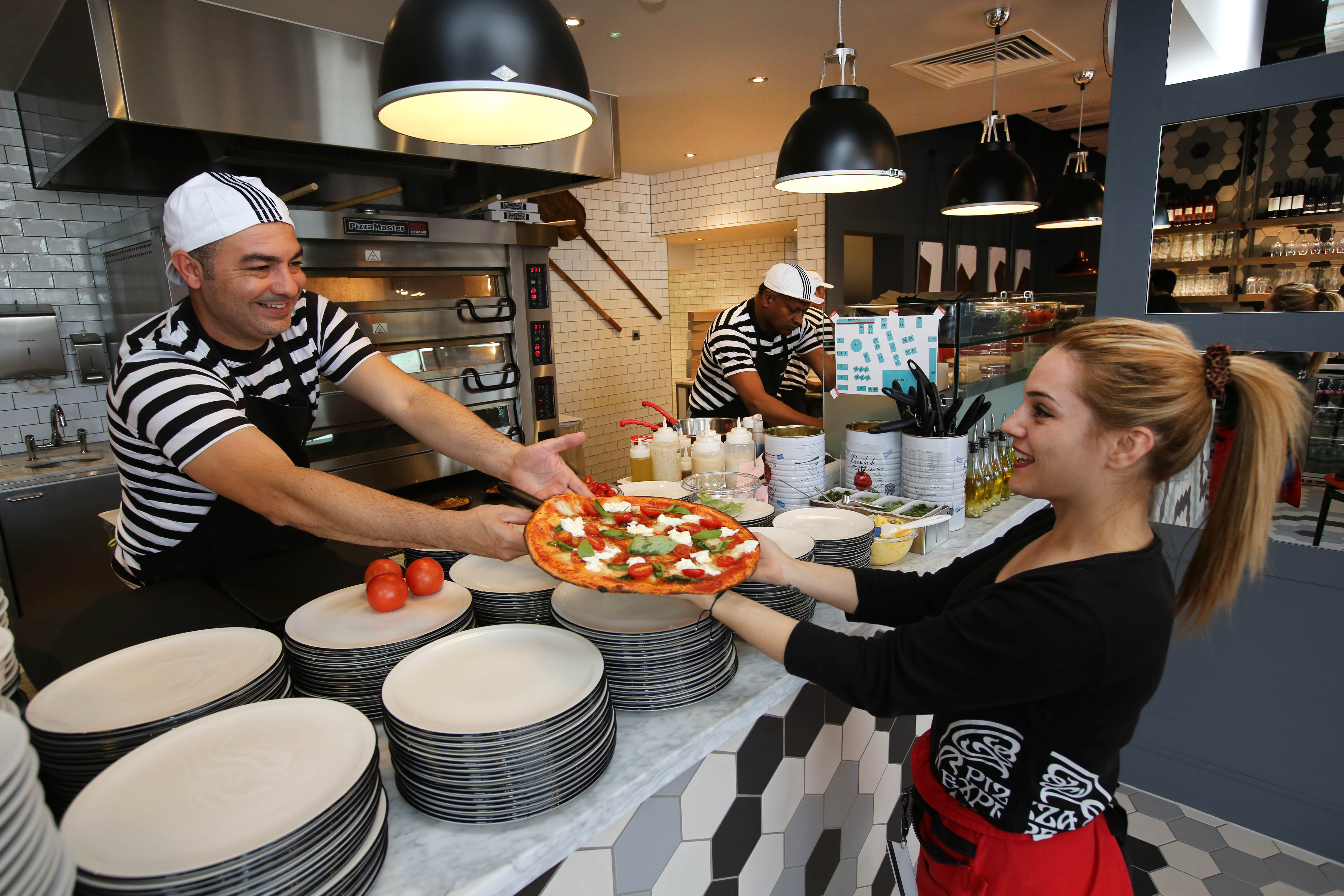 Waiter Friendly Service Pizza 1+ Thousand Waiter Serving Pizza