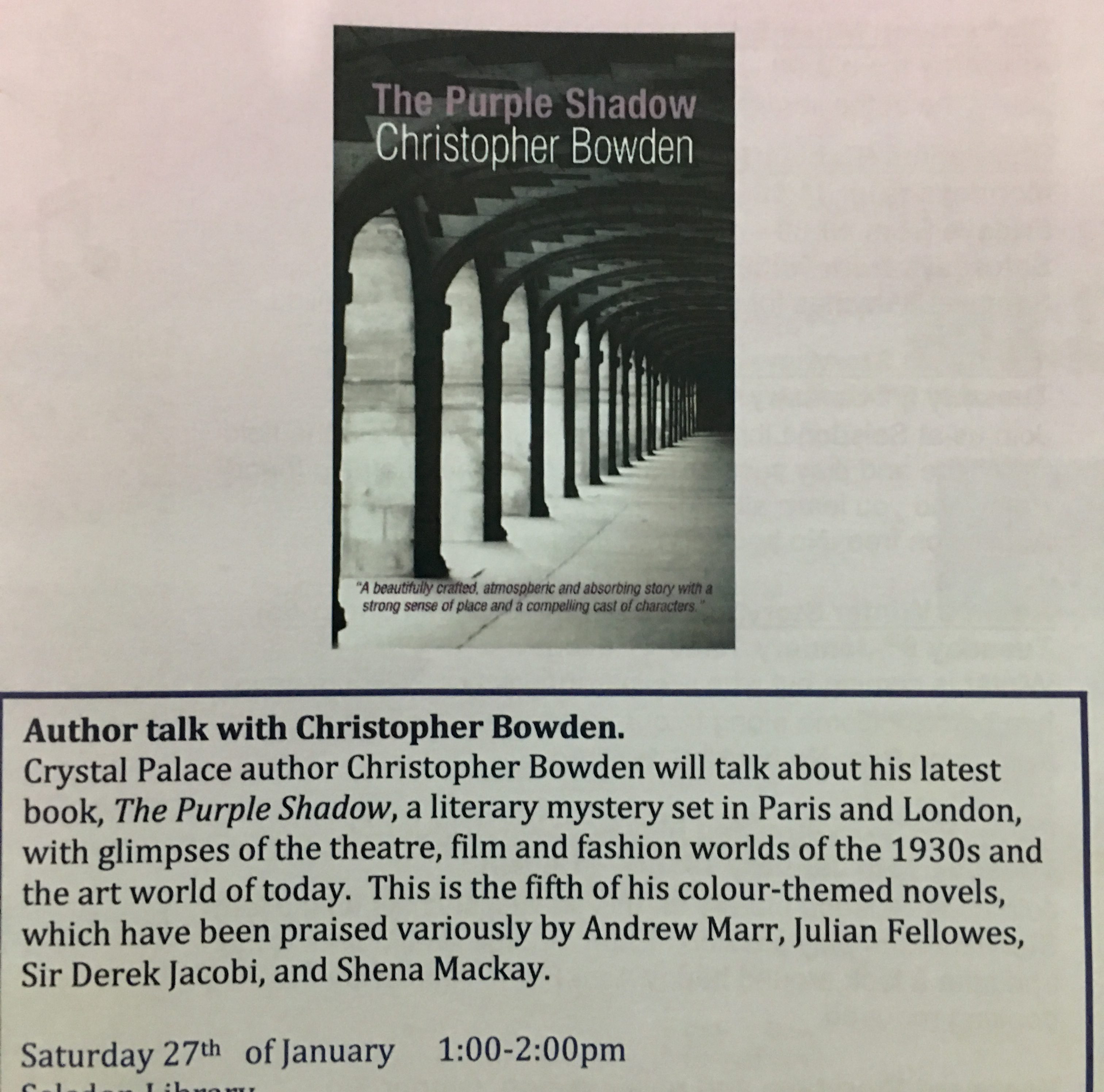 Author event with Christopher Bowden, Selsdon Library, Jan 27 | Inside ...