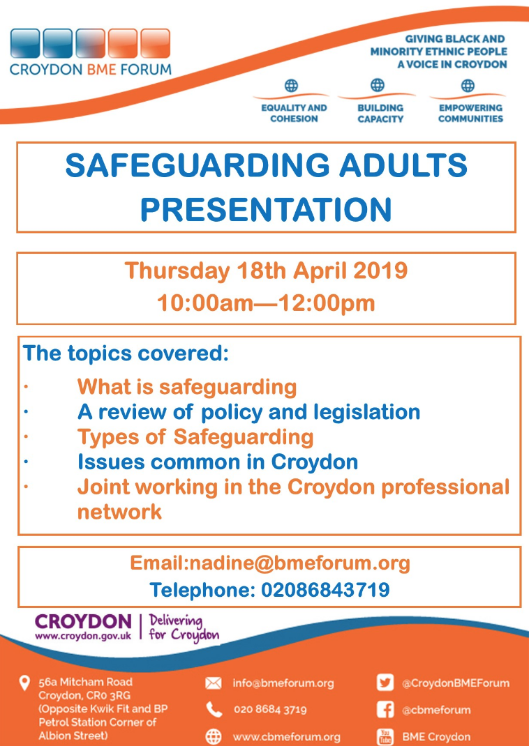 Safeguarding Adults Presentation, BME Forum, Apr 18 | Inside Croydon