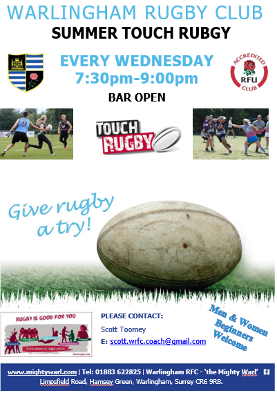 Warlingham Summer Touch Rugby, Hamsey Green, every Wed | Inside Croydon