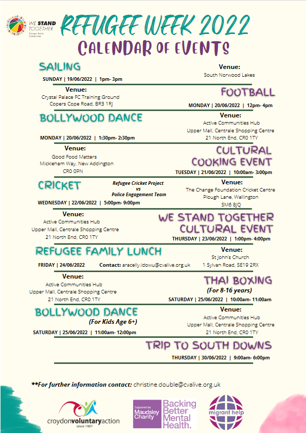 Refugee Week 2022 – Croydon Voluntary Action calendar | Inside Croydon