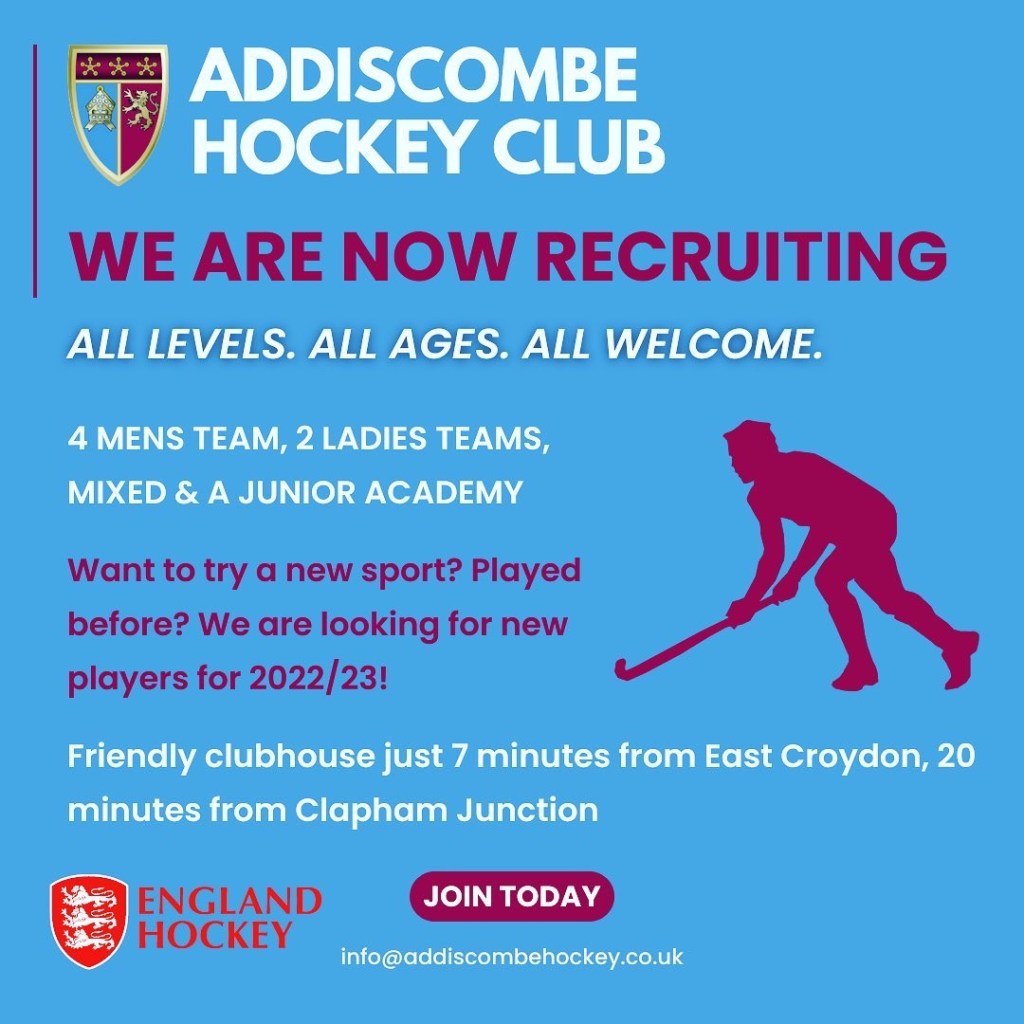 Addiscombe Hockey Club is recruiting – all are welcome | Inside Croydon