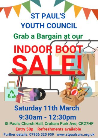 Indoor Boot Sale, St Paul’s Croham Park Ave, Mar 11 | Inside Croydon
