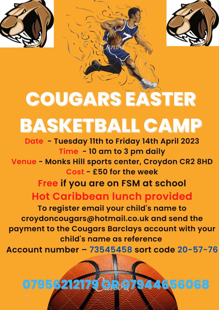 Croydon Cougars Easter basketball camp, Apr 11-14 | Inside Croydon