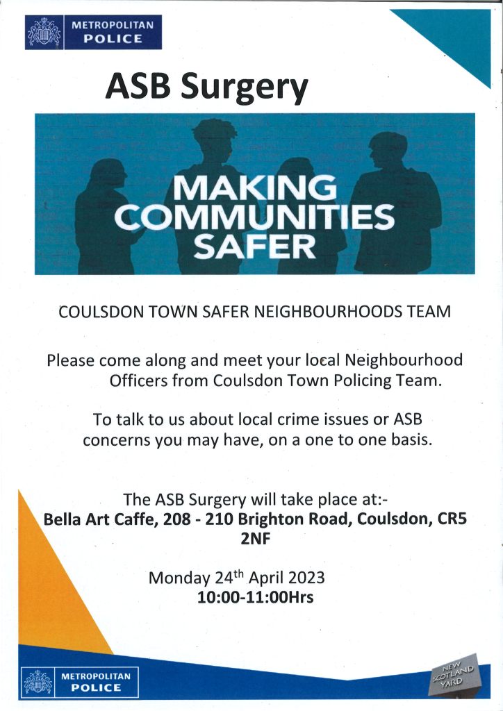 Coulsdon Town Safer Neighbourhood Team surgery: Apr 24 | Inside Croydon