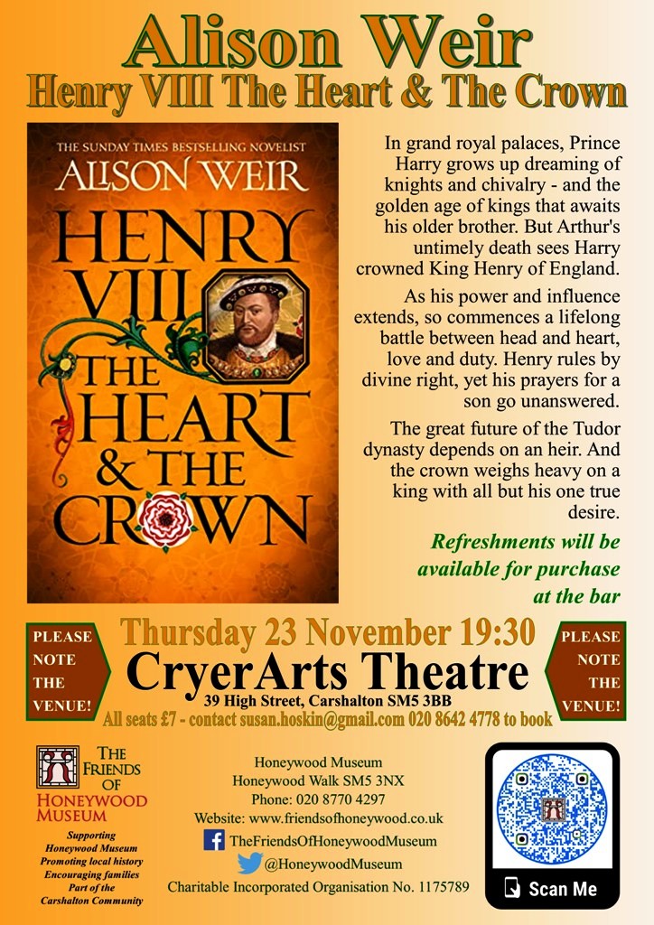 Talk: Henry VIII by author Alison Weir, Cryer Theatre, Nov23 | Inside ...