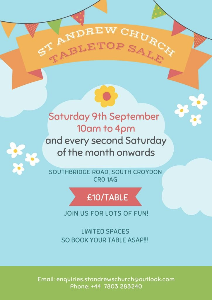 Table Top Sale, St Andrew’s Southbridge Road, Sep 9 | Inside Croydon