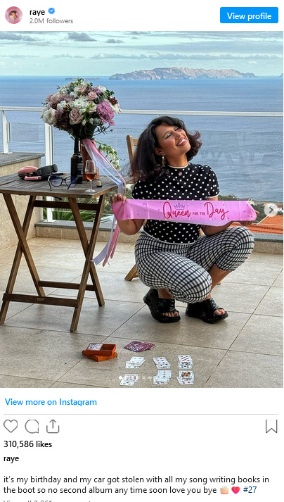 Stolen car and missing notebooks could delay Raye’s album | Inside Croydon