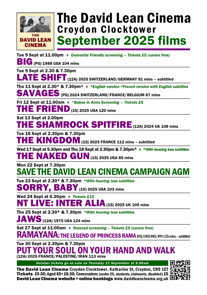 David Lean Cinema’s September screenings, plus its AGM | Inside Croydon