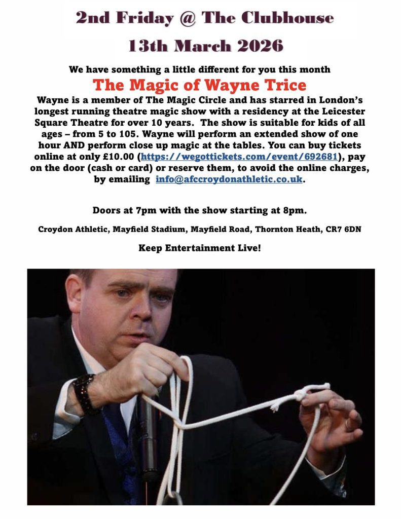 Magic at the Mayfield: Wayne Trice, Croydon Athletic, Mar 13 | Inside ...